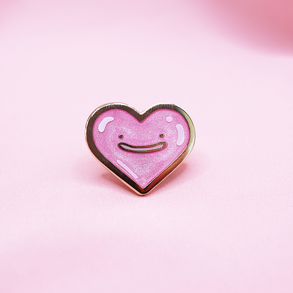 MINI DITTO HEART [OPEN SMILE] [PINK PEARL] ENAMEL PIN – MAMOBOT