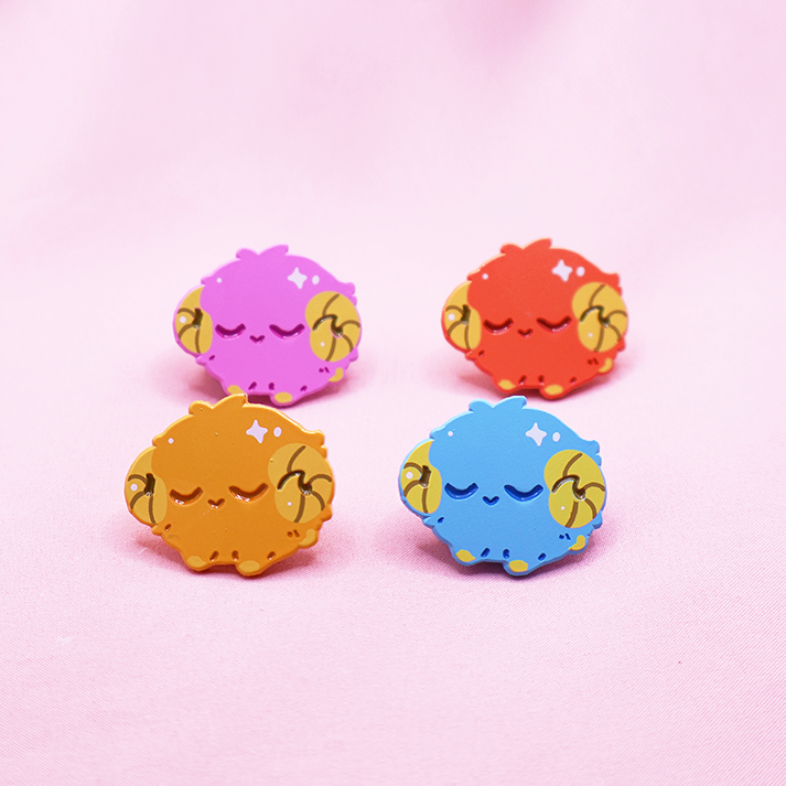 [4 PC] SCAPE GOAT SET [DUEL MALLOW] SOFT DYED ENAMEL PIN SET – MAMOBOT