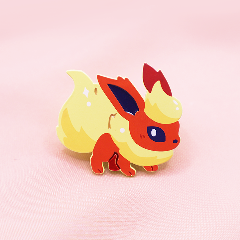 FLAREON [SWEET] [POKEMALLOW] SOFT DYED ENAMEL PIN – MAMOBOT