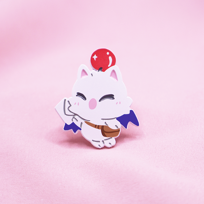 [RED] MOOGLE MAIL [ FF MALLOW] SOFT DYED ENAMEL PIN – MAMOBOT