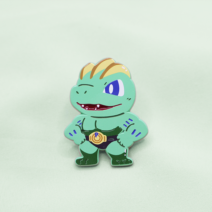 [SHINY] MACHOKE [POKEMALLOW] SOFT DYED ENAMEL PIN – MAMOBOT
