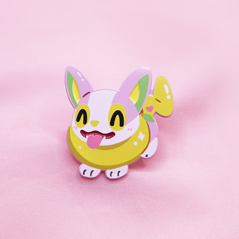 [SHINY] HAPPY YAMPER [POKEMALLOW] SOFT DYED ENAMEL PIN – MAMOBOT