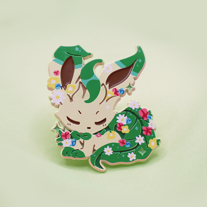 [WILD FLOWER ] LEAFEON [POKEMALLOW][LEAFEON GARDEN] SOFT DYED ENAMEL P ...