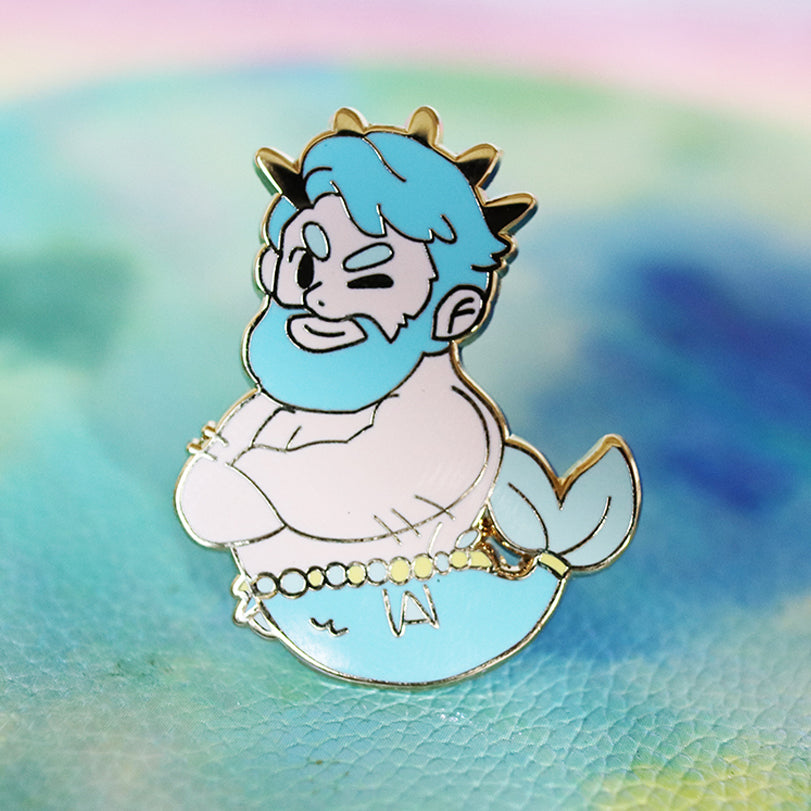 BLUE MERMAN ENAMEL PIN – MAMOBOT