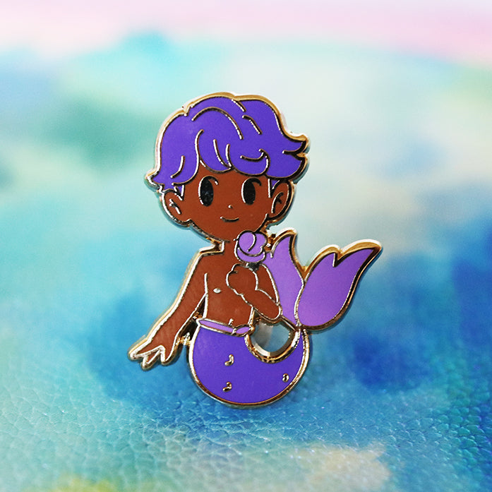 PURPLE MERBOY ENAMEL PIN – MAMOBOT